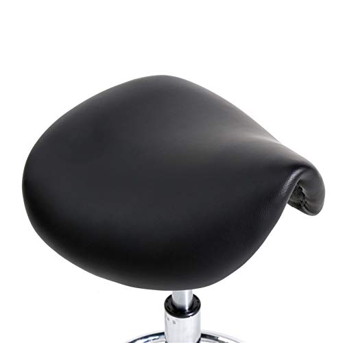 Saddle Stool Swivel Rolling Chair, Ergonomic Saddle Stool with Wheels, Height Adjustable, for Kitchen, Salon, Spa, Tattoo, Clinic (Black)