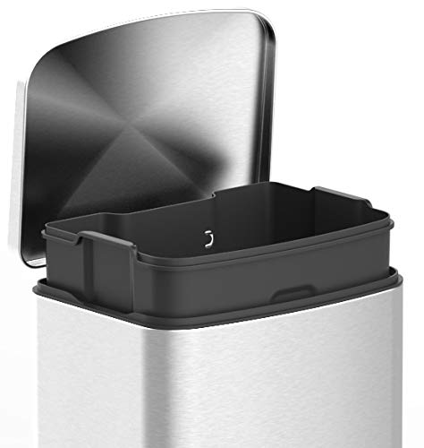 Innovaze 3.2 Gal./12 Liter Stainless Steel Rectangular Step-on Trash Can for Bathroom and Kitchen