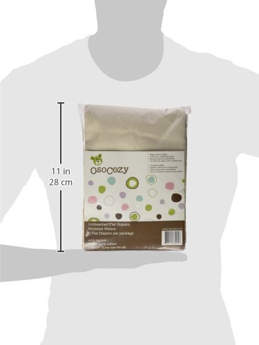 OsoCozy Unbleached Birdseye Flat Cloth Diapers (6 Pack) - 27 x 27 Inches, One-Layer Flat Cloth Baby Nappies Made of Soft, Durable 100% Birdseye Weave Cotton