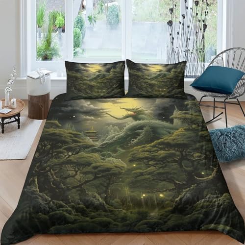 SHEYLE Dragon Bedding Full for Kids Bed Set 3D Duvet Cover with Quilt Cover for Boys Room Decor with Pillowcase Twin(173x218cm)