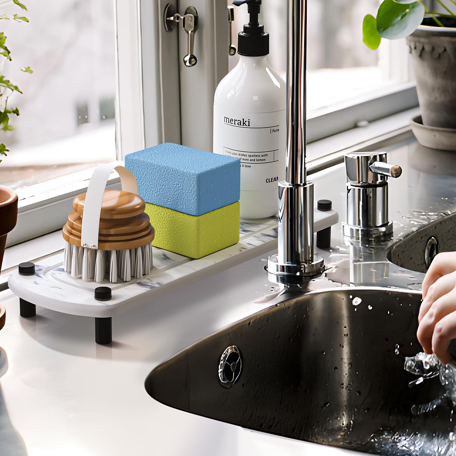 Slow Slog Sink Organizer Fast Dry, Instant Dry Sink Caddy, Bathroom Sink Organizer, Stone Sink Tray, Instant Dry Sink Organizer for Kitchen