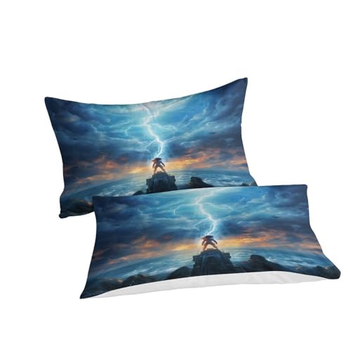 Lightning 3D Christmas Bedding Set for Kids Boys and Girls Duvet Cover Bedding Print with Pillowcase Twin(173x218cm)
