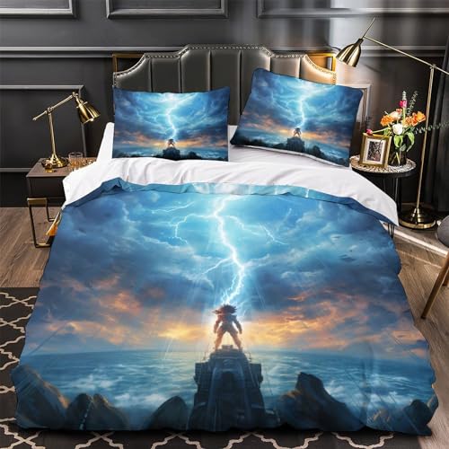 Lightning 3D Christmas Bedding Set for Kids Boys and Girls Duvet Cover Bedding Print with Pillowcase Twin(173x218cm)