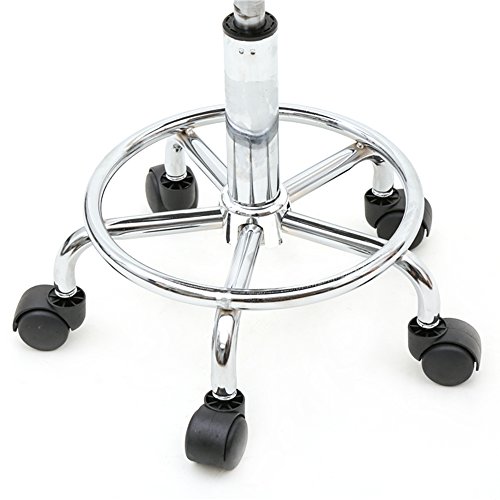 SoSo-BanTian1989 Hydraulic Swivel Salon Stool, Tattoo Massage Facial Spa Chair Footrest Stool with Backrest/Wheels, Height Adjustable, PU Leather Cushion (Black+Silver)