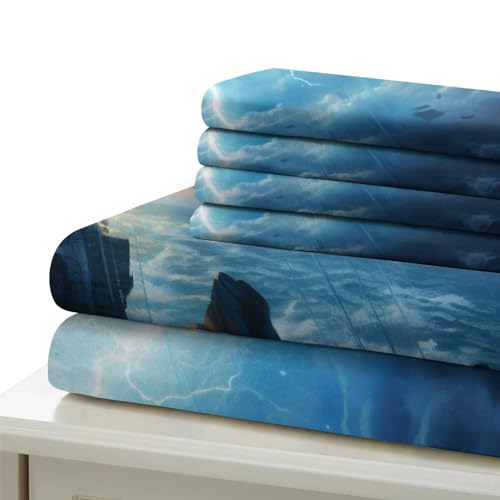 Lightning 3D Christmas Bedding Set for Kids Boys and Girls Duvet Cover Bedding Print with Pillowcase Twin(173x218cm)