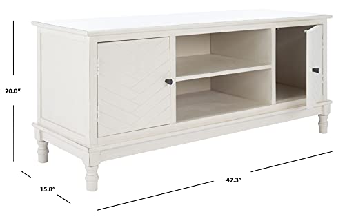SAFAVIEH Home Collection Magnolia Distressed White 2-Door 2-Shelf Media Stand (up to 55-inch Flat Screen TV)