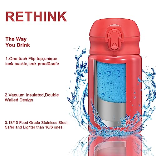 DILLER Vacuum Insulated Water Bottle,Stainless Steel Thermal Coffee Travel Mug BPA-Free Thermos Flask,Keeps Cold 24H, Hot 12H,17 oz (Red)