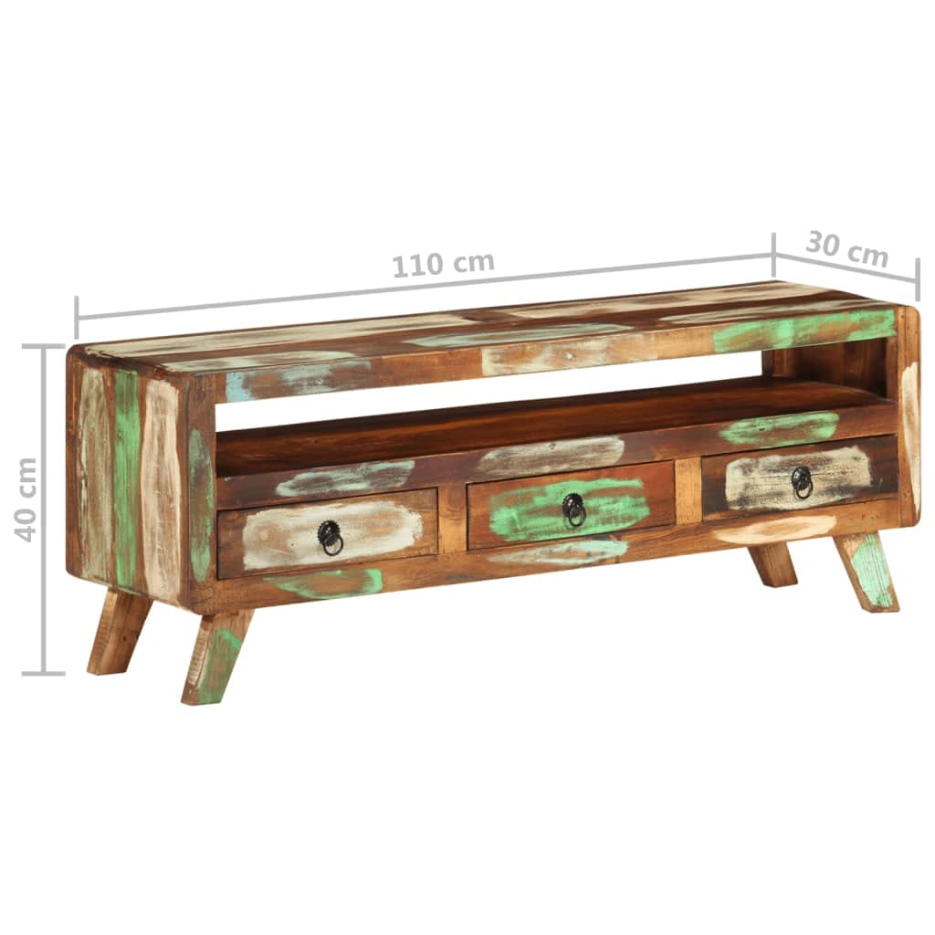vidaXL TV Stand, TV Unit for Living Room, Sideboard with Storage, Entertainment Center Media Unit Cupboard, Multicolor Solid Reclaimed Wood