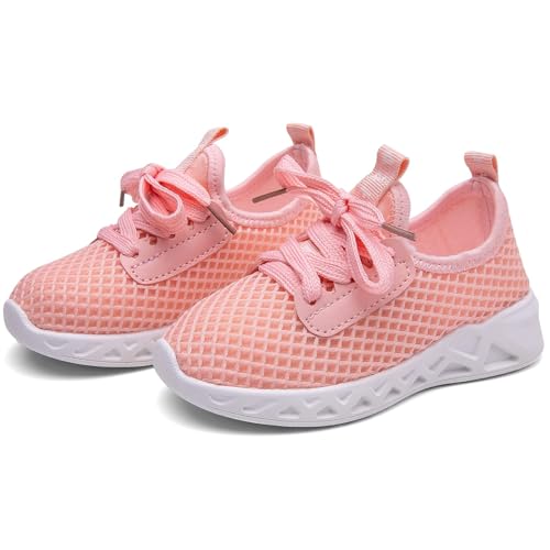 Qvxkd Girls Shoes Boys Running Breathable Lightweight Sneakers for Kids_Pink_2Big Kid