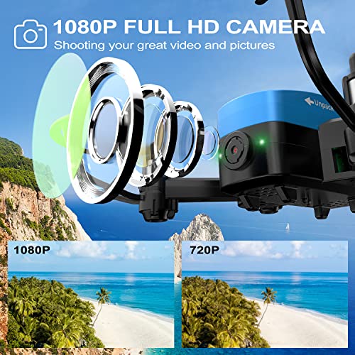 Mini Drone with Camera for Kids 1080p FPV Camera, Drones Toys for Ages 8-13 with Foldable Wings, Altitude Hold, Headless Mode, 3D Flips, Voice Gesture Control, Remote Control Drone, 2 Batteries