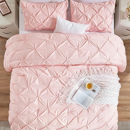NexHome Twin Comforter Set Pintuck Pink Comforter Set Soft Pinch Pleat Microfiber Lightweight Down Alternative All Season 2 Pieces Bedding Comforters & Sets(1 Comforter 1 Pillow sham)