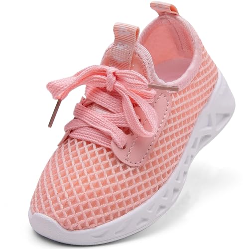 Qvxkd Girls Shoes Boys Running Breathable Lightweight Sneakers for Kids_Pink_2Big Kid