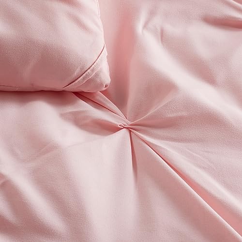 NexHome Twin Comforter Set Pintuck Pink Comforter Set Soft Pinch Pleat Microfiber Lightweight Down Alternative All Season 2 Pieces Bedding Comforters & Sets(1 Comforter 1 Pillow sham)