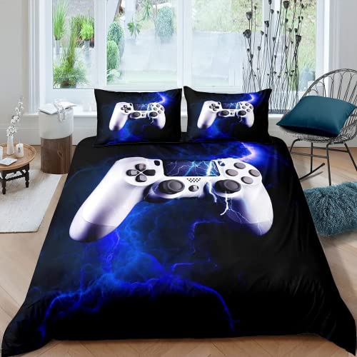 ZCMZMP Gamepad Quilt Cover, Three-Piece Electronic Game Bedding, 3D Gamepad Printing, The Best Gift for Game Fans. (Gamepad8,Twin)