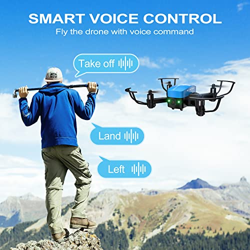 Mini Drone with Camera for Kids 1080p FPV Camera, Drones Toys for Ages 8-13 with Foldable Wings, Altitude Hold, Headless Mode, 3D Flips, Voice Gesture Control, Remote Control Drone, 2 Batteries