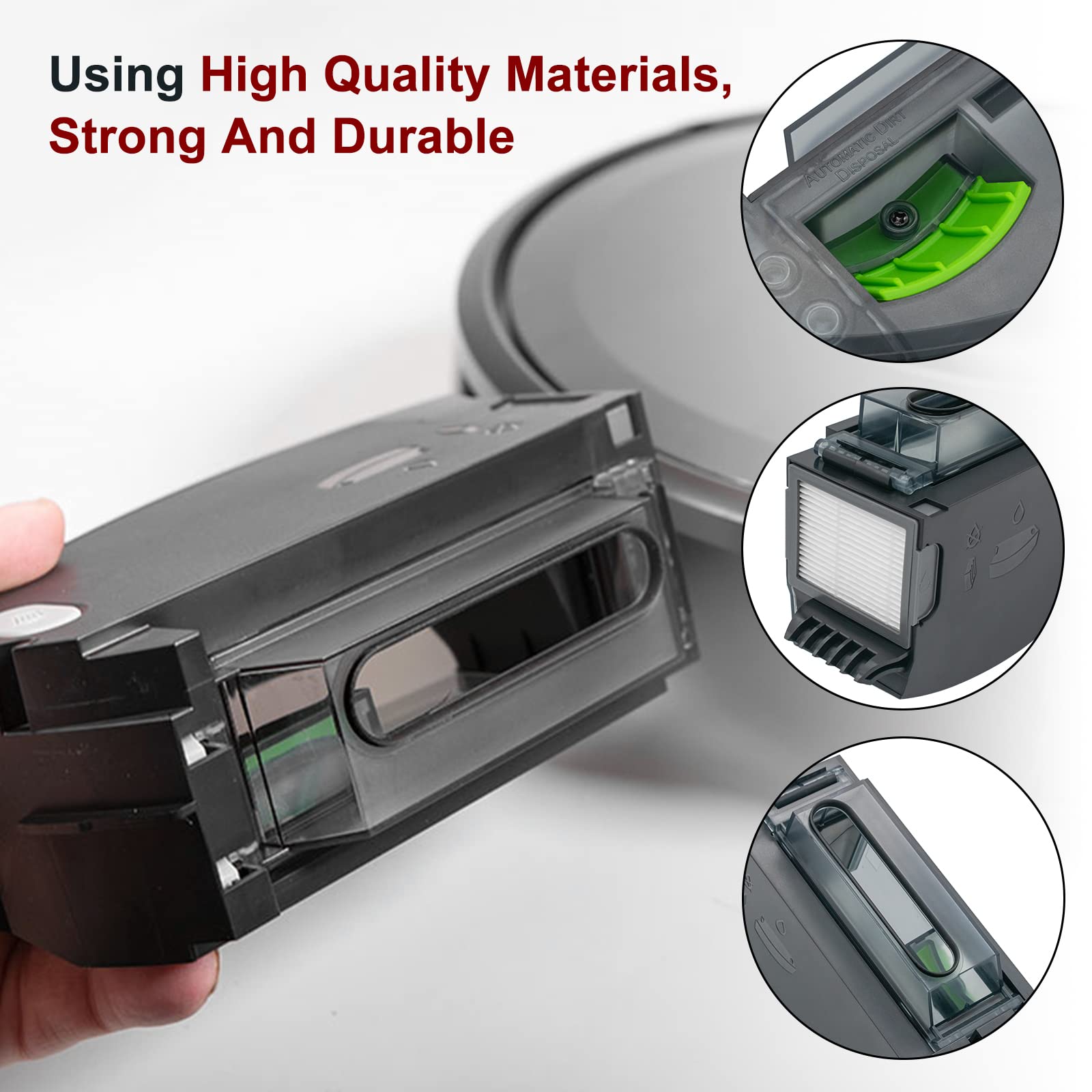 Coodss Dust bin Box Replacement for iRobot Roomba i3 i3+ i4 i4+ i6 i6+ i7 i7+ i8 i8+ E5 E6 E7 J7 Vacuum Cleaners Dust Bin Collector Parts with Automatic Dirt Disposal