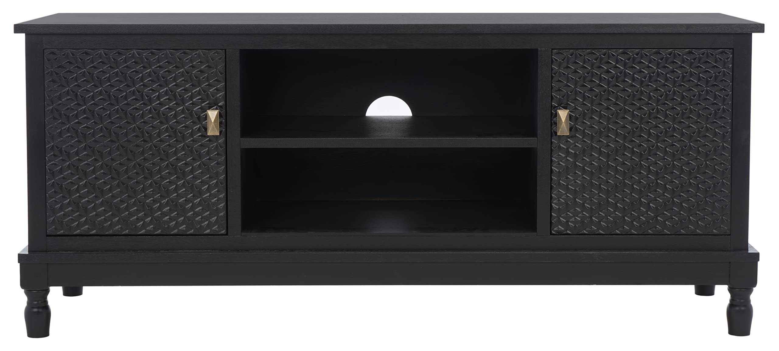 Safavieh Home Collection Halton Black 2-Door 1-Shelf Entertainment Stand up to 55" Flatscreen TV Media Unit