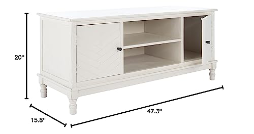 SAFAVIEH Home Collection Magnolia Distressed White 2-Door 2-Shelf Media Stand (up to 55-inch Flat Screen TV)