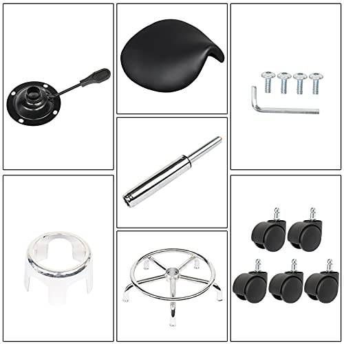 Teeker Rolling Saddle Stool PU Leather Swivel Adjustable Rolling Stool for Medical Massage Salon Kitchen Spa Drafting,Adjustable Stool with Wheels w/Adjustable Height:(20-25.6)",Weight Capacity:260lb