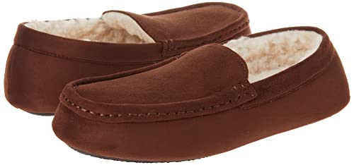 Amazon Essentials Men's Moccasin Slipper, Dark Toffee Brown Microsuede, 9