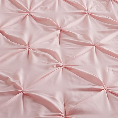 NexHome Twin Comforter Set Pintuck Pink Comforter Set Soft Pinch Pleat Microfiber Lightweight Down Alternative All Season 2 Pieces Bedding Comforters & Sets(1 Comforter 1 Pillow sham)