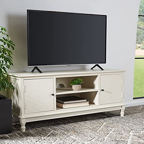 SAFAVIEH Home Collection Magnolia Distressed White 2-Door 2-Shelf Media Stand (up to 55-inch Flat Screen TV)