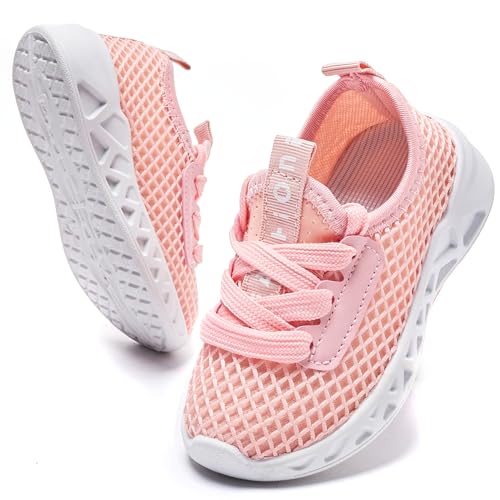 Qvxkd Girls Shoes Boys Running Breathable Lightweight Sneakers for Kids_Pink_2Big Kid
