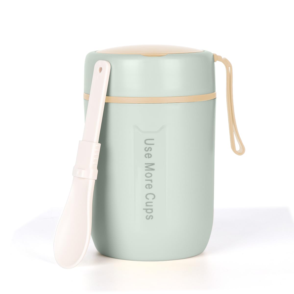 ALXBSONE 20 Oz Insulated Food Jar Stainless Steel Container Thermos with Folding Spoon for Hot or Cold Food, Soups, Oatmeal Milk Bento Box Leak Proof(Light Green)