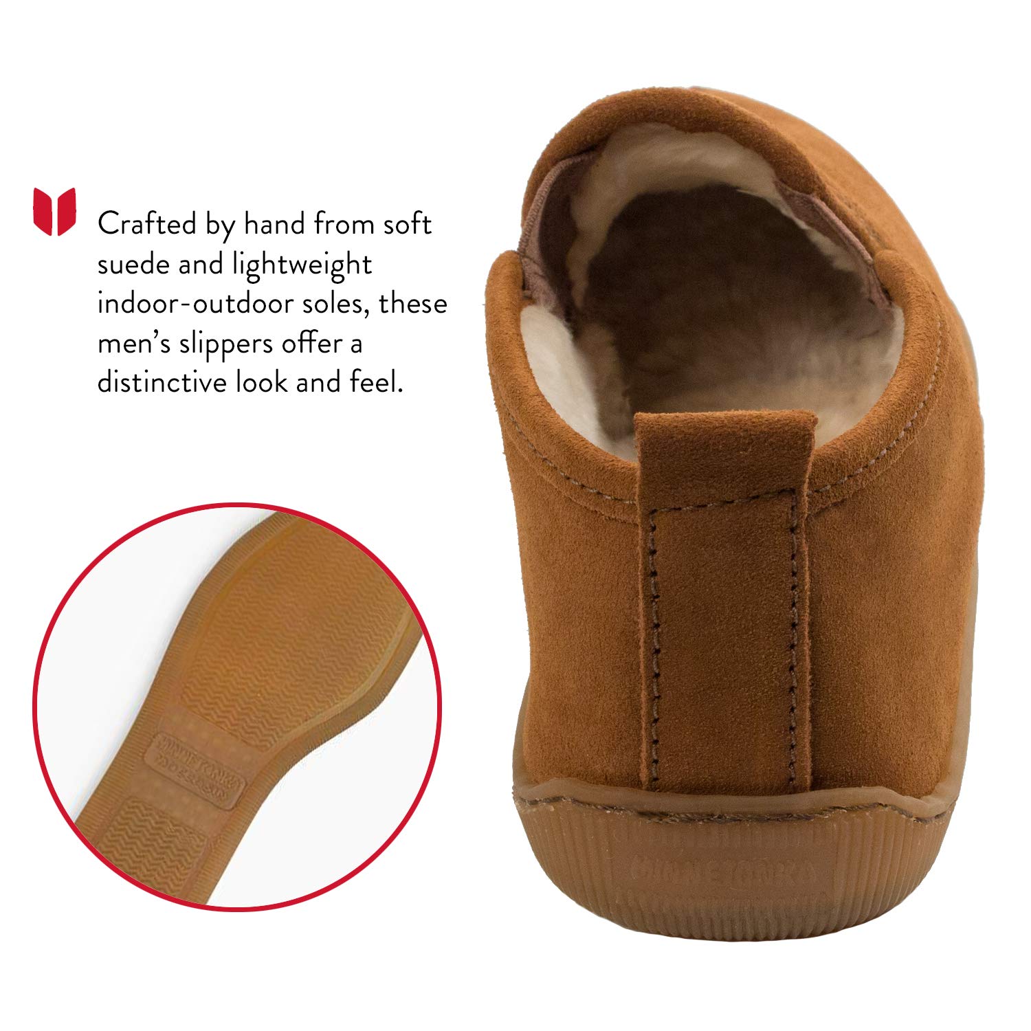 Minnetonka Men's Pile Lined Romeo Slipper, Brown, 10 M US