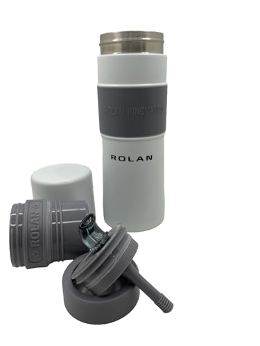 ROLAN Stainless Steel Automation Self Drink Mate - Thermos, Mate Cup and Bombilla All in One, Effortlessly Enjoy Yerba Anywhere 750ML (Blanco)