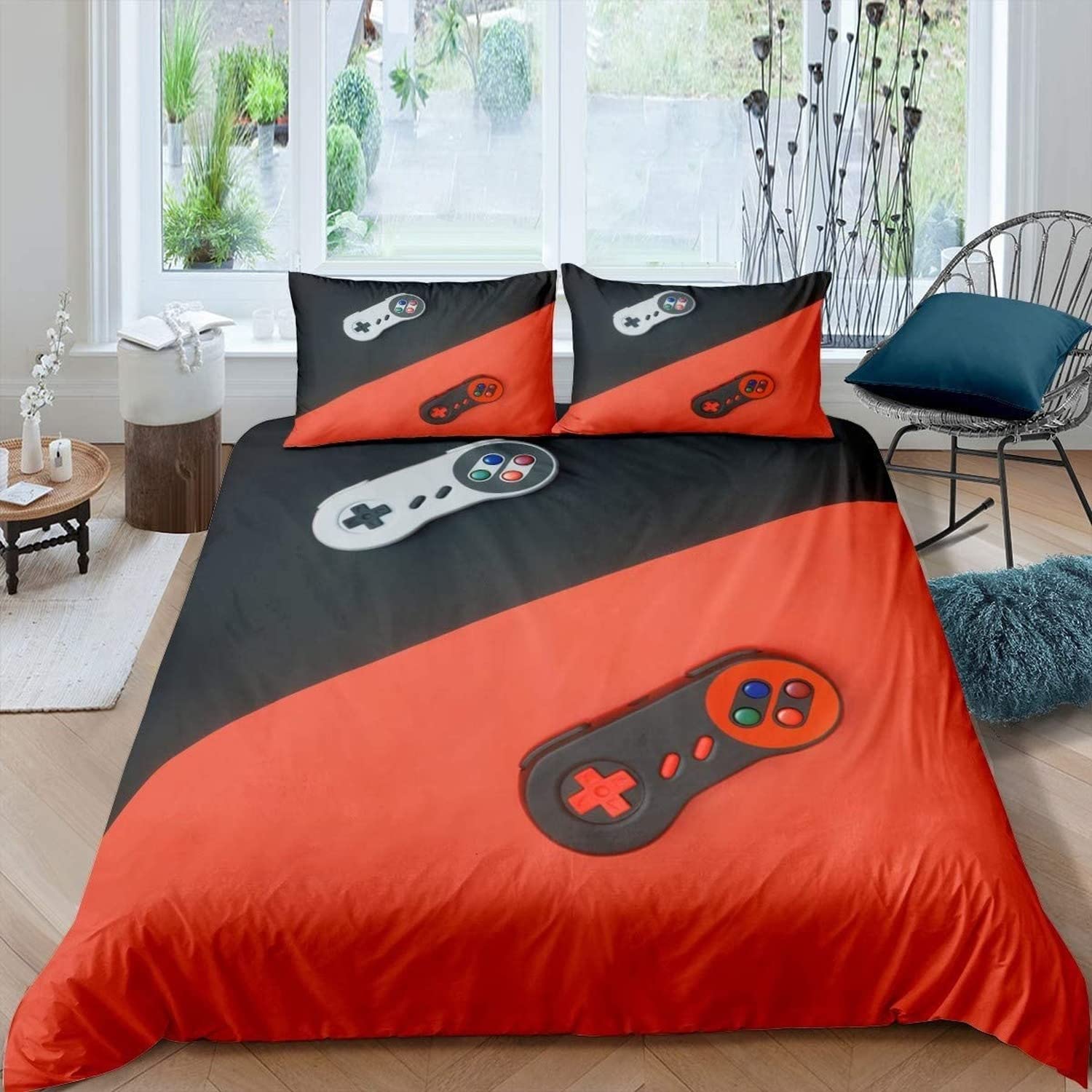 ZCMZMP Gamepad Quilt Cover, Three-Piece Electronic Game Bedding, 3D Gamepad Printing, Children?s Gifts. (Gamepad9,Twin)