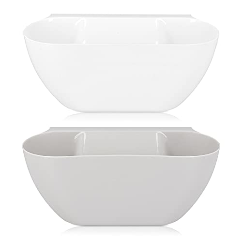 Navaris Hanging Kitchen Waste Bins - Over-Cabinet Garbage Bowl Holder Trash Containers for Collecting Food Scraps and Compost from Counter - Set of 2