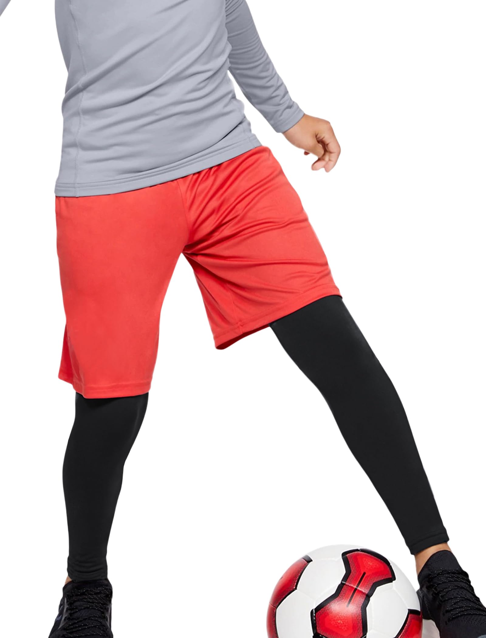 TELALEO 1 Pack Boys' Youth Compression Leggings Pants Tights Athletic Base Layer for Running Hockey Basketball Black S
