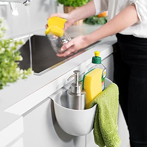 Navaris Hanging Kitchen Waste Bins - Over-Cabinet Garbage Bowl Holder Trash Containers for Collecting Food Scraps and Compost from Counter - Set of 2