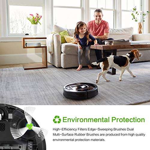 ARyee Replacement Parts Compatible with iRobot Roomba i7 i7+ i3 i3+ i4 i4+ i1 i1+ i6 i6+ i8 i8+ E5 E6 J7 J7+ Vacuum Cleaner Set, 1 Set of Multi-Surface Rubber Brushes, 4 HEPA Filters, 4 Side Brushes