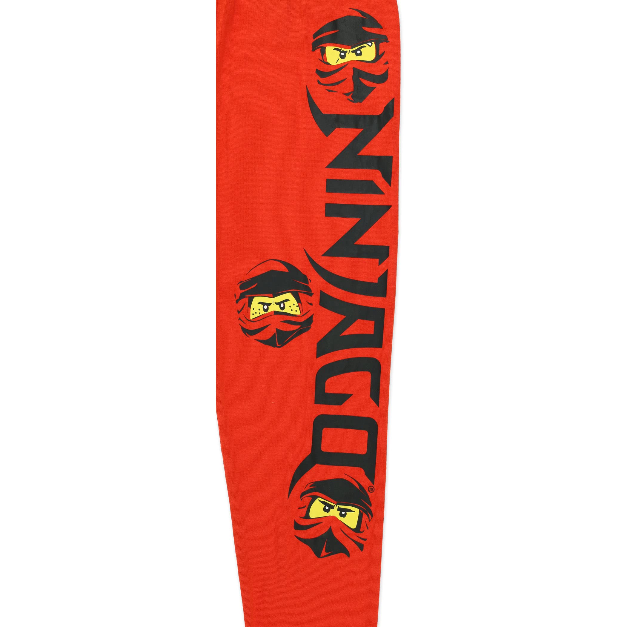 LEGO Ninjago Boys' Pajama Set 4-Piece Cotton PJs, Red, Size 8