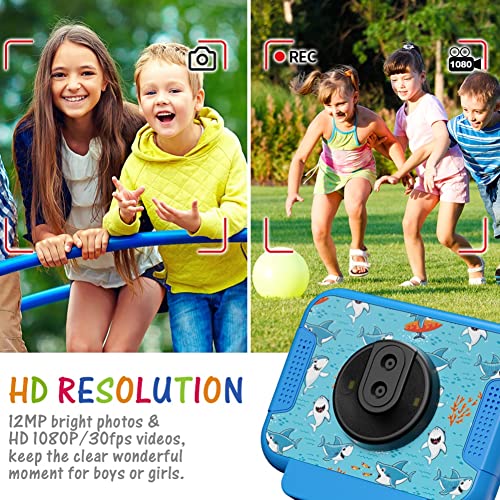 Ourlife Kids Camera for Boys, 1080p FHD 60x Macro Kids Selfie Camera with Magnifier Function, Digital Video Camera - Large 3.5-inch Screen with 16GB TF Card, Excellent Gift for Ages 6+ (Blue)