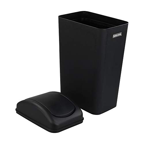 Cand 14 L Small Plastic Trash Can, Slim Swing Lid Trash Bins(Black)