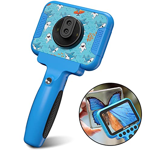 Ourlife Kids Camera for Boys, 1080p FHD 60x Macro Kids Selfie Camera with Magnifier Function, Digital Video Camera - Large 3.5-inch Screen with 16GB TF Card, Excellent Gift for Ages 6+ (Blue)