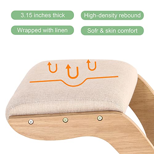 Predawn Ergonomic Kneeling Chair for Upright Posture - Rocking Chair Knee Stool for Home, Office & Meditation - Wood & Linen Cushion - Relieving Back and Neck Pain & Improving Posture (White Oak)