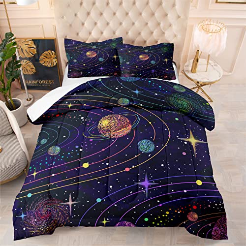 OKalayni Twin Comforter Sets for Boys Girls Kids Teens Space Astronaut Galaxy Bedding Sets Outer Space Themed Bedroom Decor 2 Piece Twin Size Bed Set Include -Comforter & Pillow Case Blue