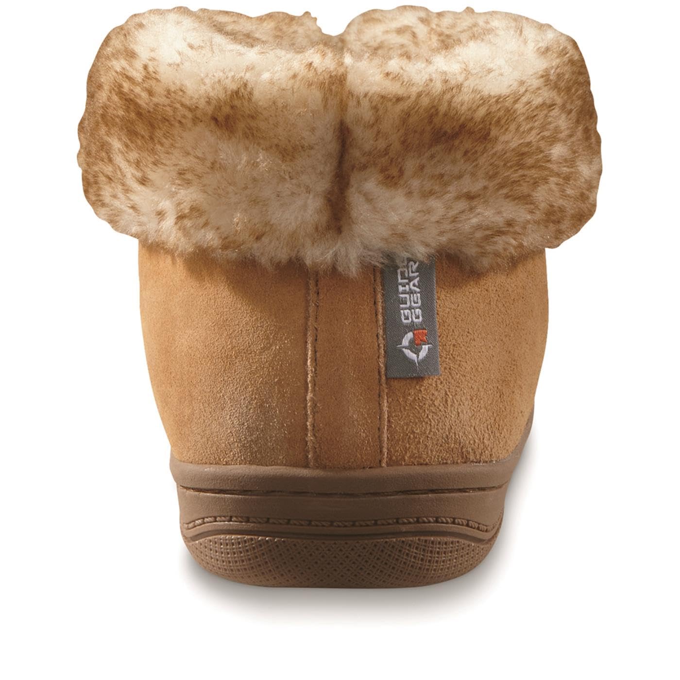Guide Gear Men’s Bootie Slippers, Suede Soft Cushioned Bedroom House Shoes with Rubber Sole and Wool Blend Lining for Indoor Outdoor Use Chestnut 11D (Medium)