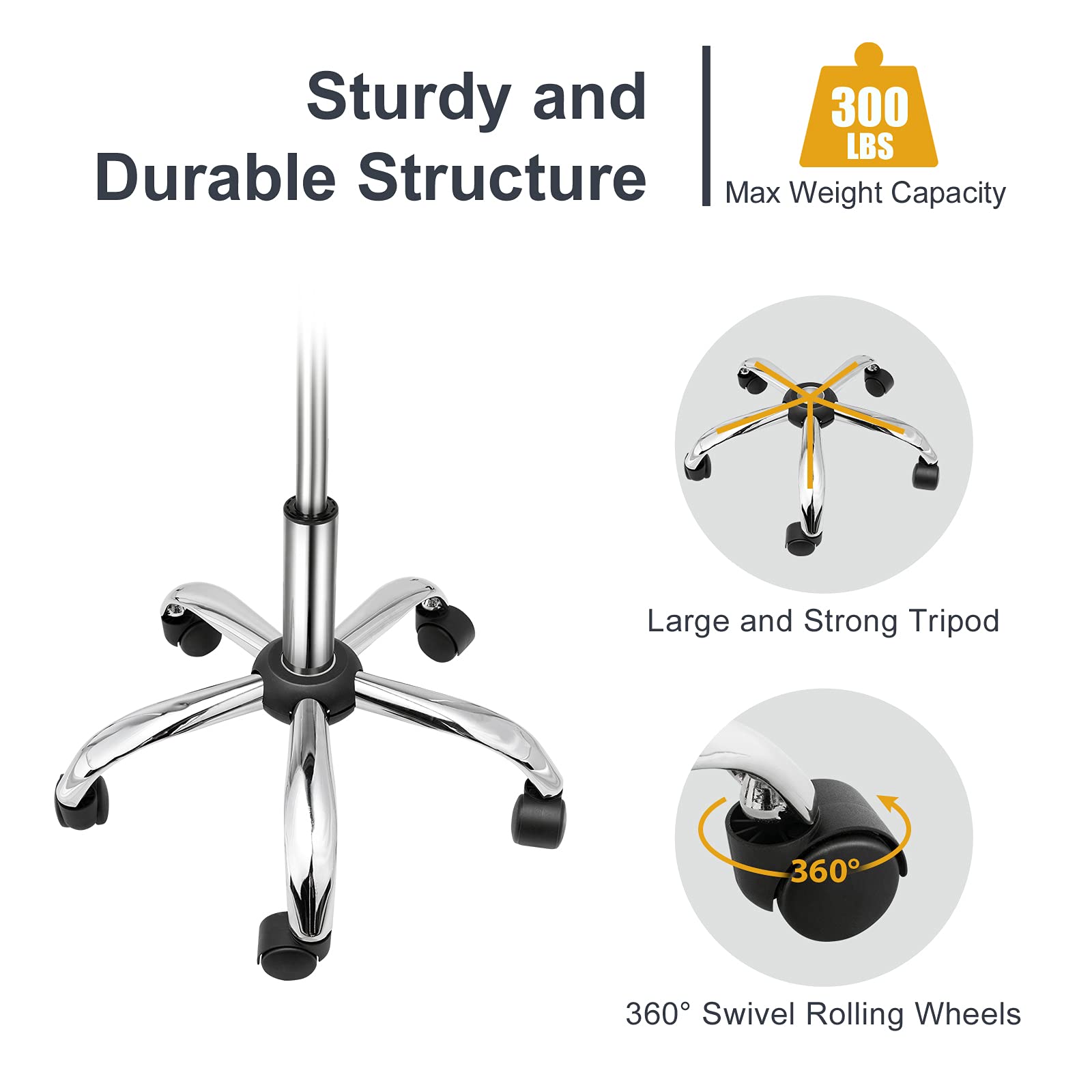 OmySalon Saddle Stool Rolling Chair, Ergonomic Saddle Chair with Swivel Wheels, Adjustable Hydraulic Stylist Cutting Stool for Tattoo Facial Massage Salon Medical Spa, Black