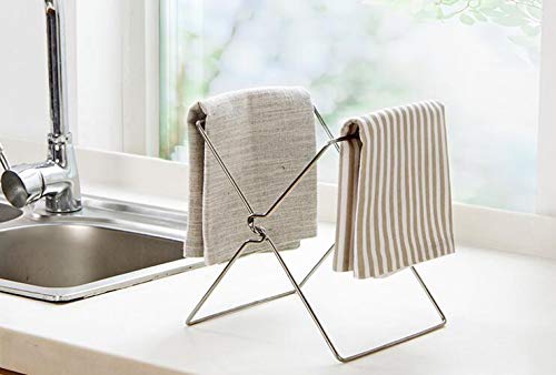 Yizhichu1990 Foldable Stainless Steel Garbage Bag Shelf Home Kitchen Countertop Trash Bag Rack Holder Organizer Dishcloth Towel Rack