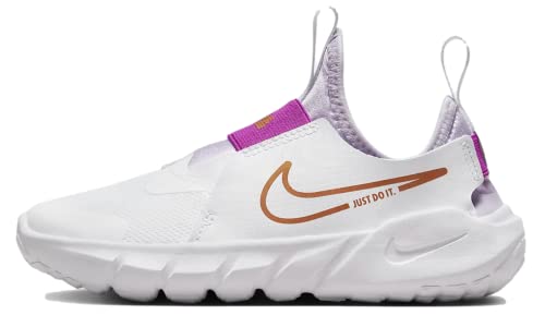 Nike Unisex-Child Flex Runner 2 Running Shoes, White/Metallic Copper, 7 Big Kid