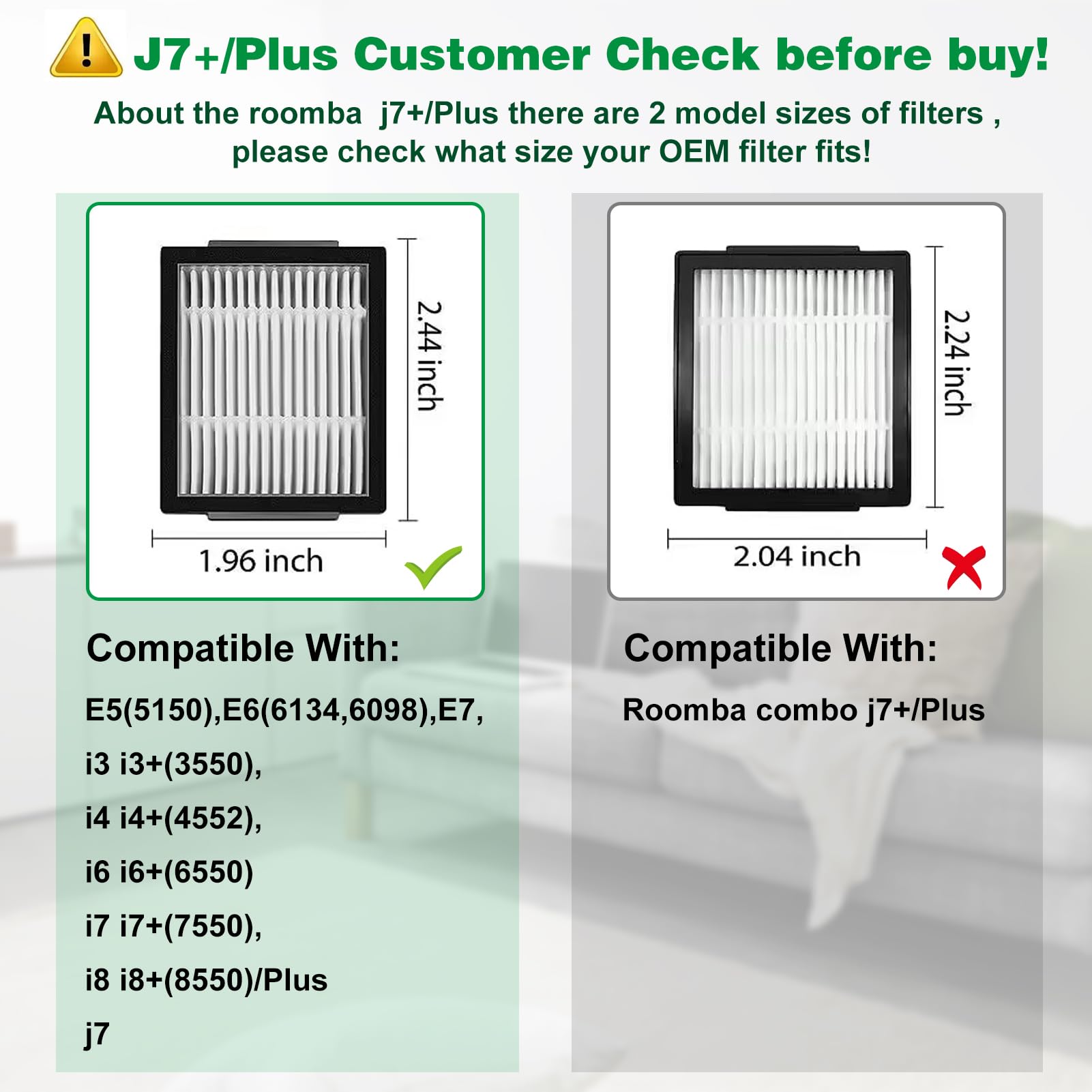 HORPKUN Replacement Parts for iRobot Roomba i7 i7+ i3 i3+ i4 i6 i6+ i8 i8+/Plus E5 E6 E7 j7 I,E &J Series Vacuum Cleaner, 2 Set Rubber Brushes, 6 Filters, 6 Side Brushes,3 Vacuum Bags