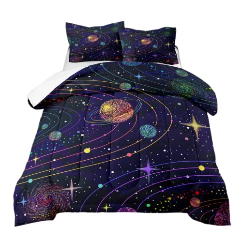 OKalayni Twin Comforter Sets for Boys Girls Kids Teens Space Astronaut Galaxy Bedding Sets Outer Space Themed Bedroom Decor 2 Piece Twin Size Bed Set Include -Comforter & Pillow Case Blue
