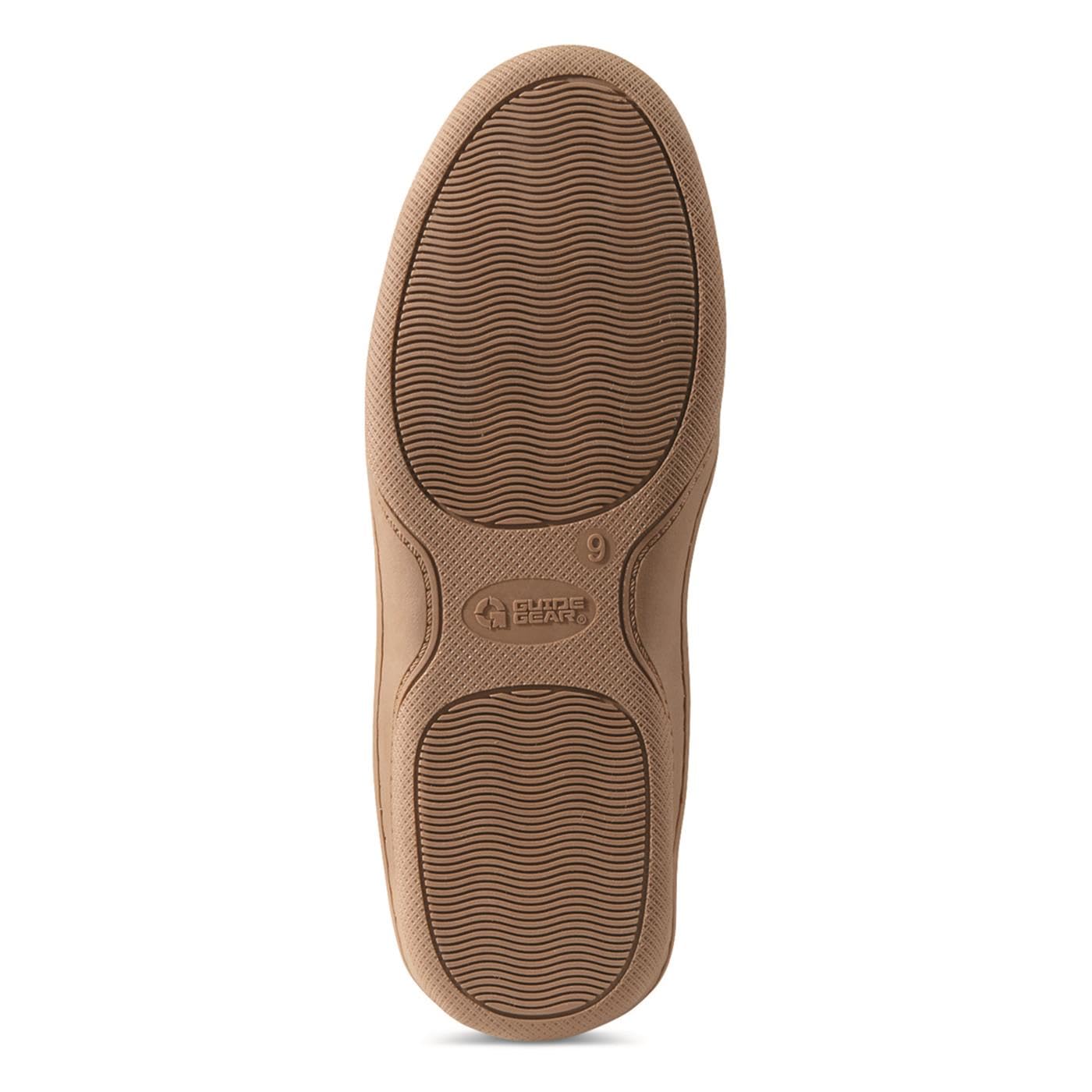 Guide Gear Men’s Bootie Slippers, Suede Soft Cushioned Bedroom House Shoes with Rubber Sole and Wool Blend Lining for Indoor Outdoor Use Chestnut 11D (Medium)
