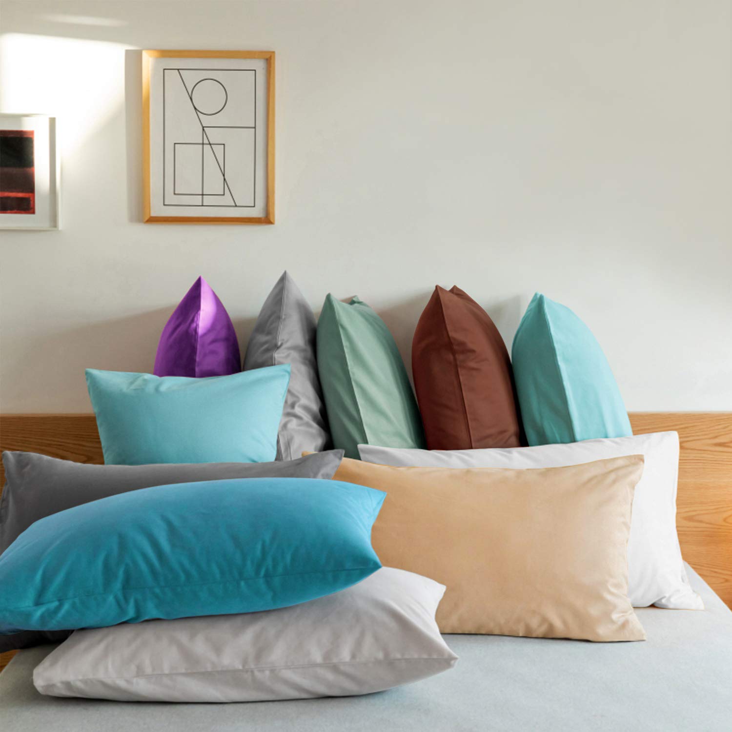 FLXXIE Microfiber Pillow Cases Standard Size, Soft Pillowcases with Envelope Closure, Wrinkle, Stain Resistant Pillow Covers, 20x26, Blue