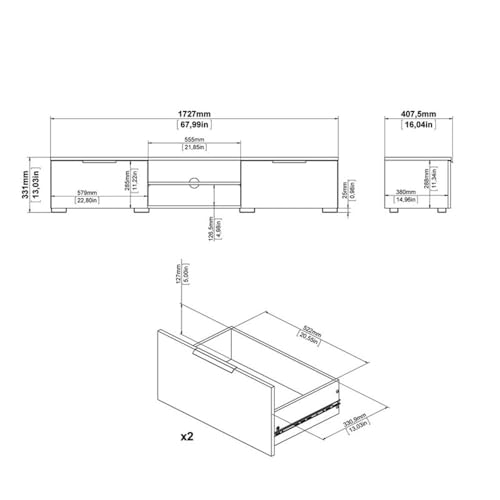 Tvilum Match TV Stand, White High Gloss